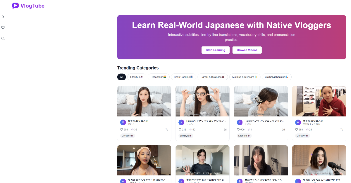 VlogTube – Learn Real-World Japanese with Native Vloggers